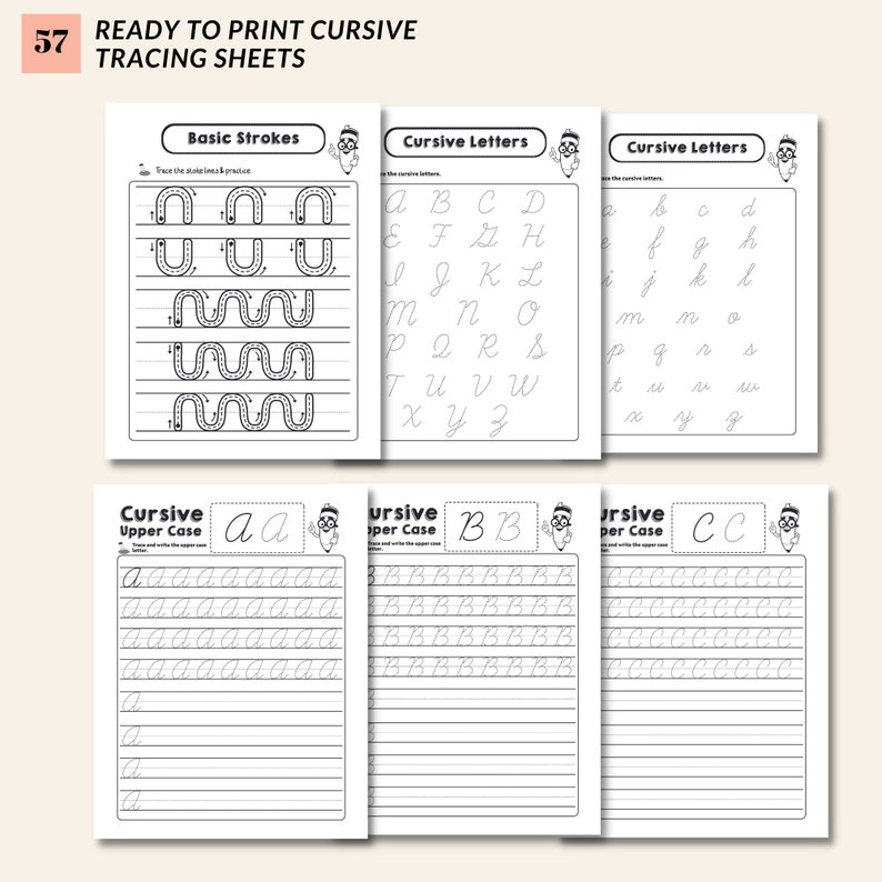 Cursive Letter Tracing Printable Work Sheets for Beginners Cursive ...