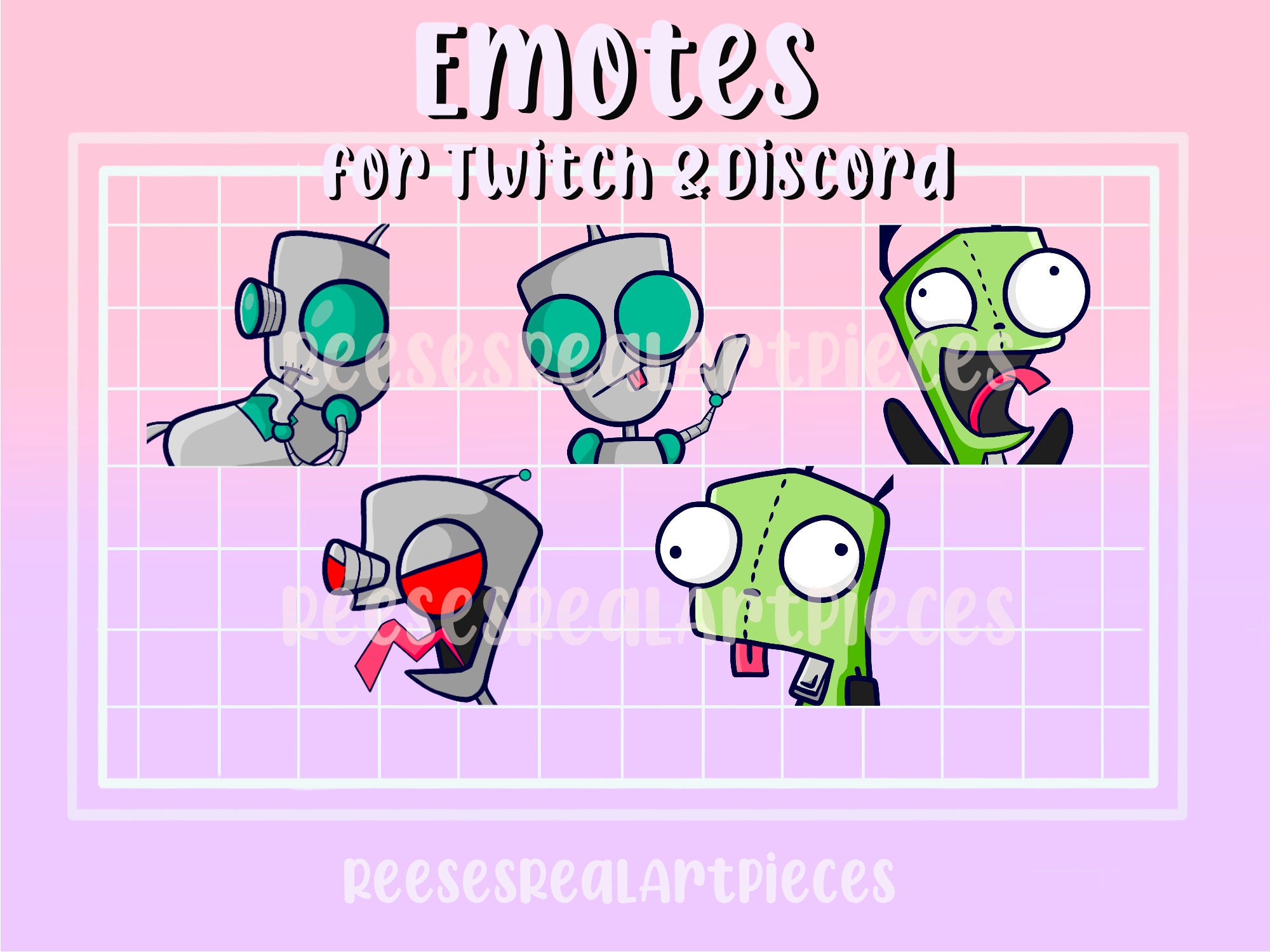 Gir Emotes | Invader Zim Twitch / Discord Emotes | PNG | Premade Emotes ...