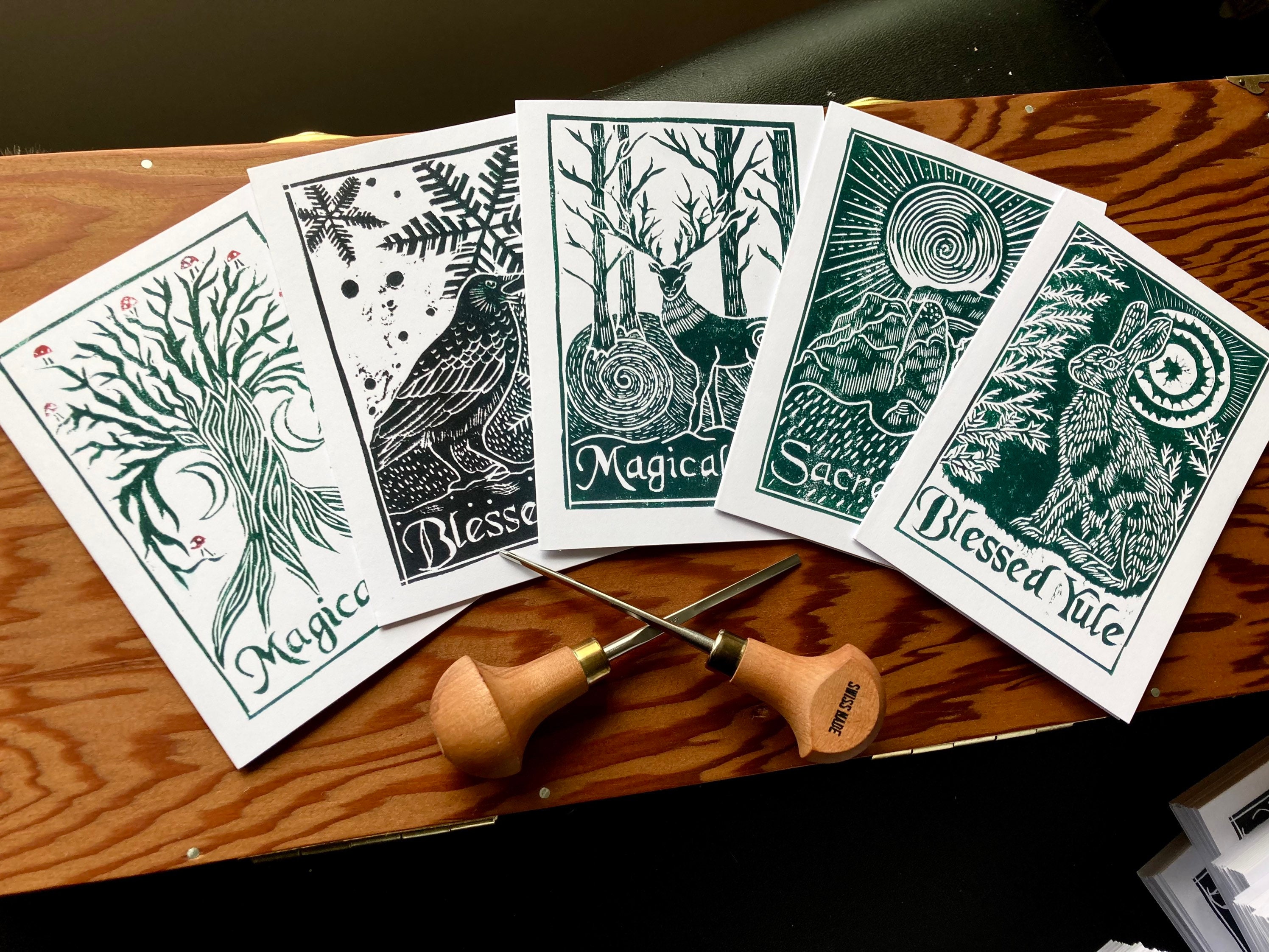 Yule Cards 10 Pack of Mixed Designs. Pagan Xmas Cards - Etsy Canada