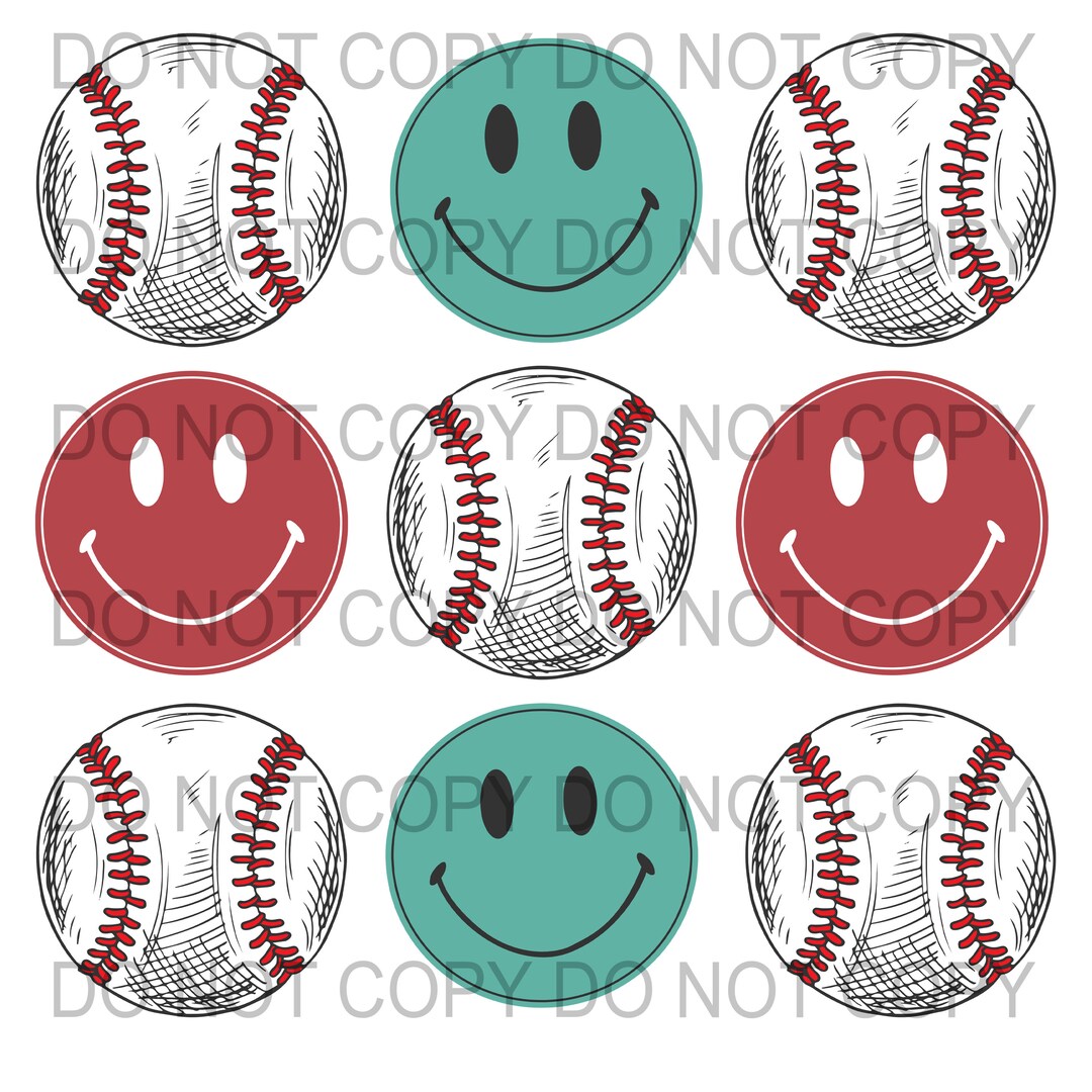 Baseball Smiley Sublimation Digital Download PNG - Etsy