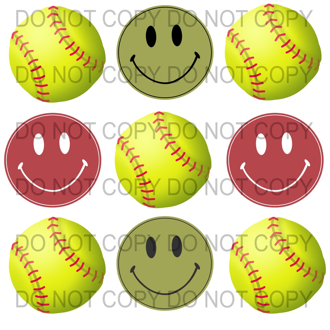 Softball Smiley Sublimation Digital Download PNG - Etsy