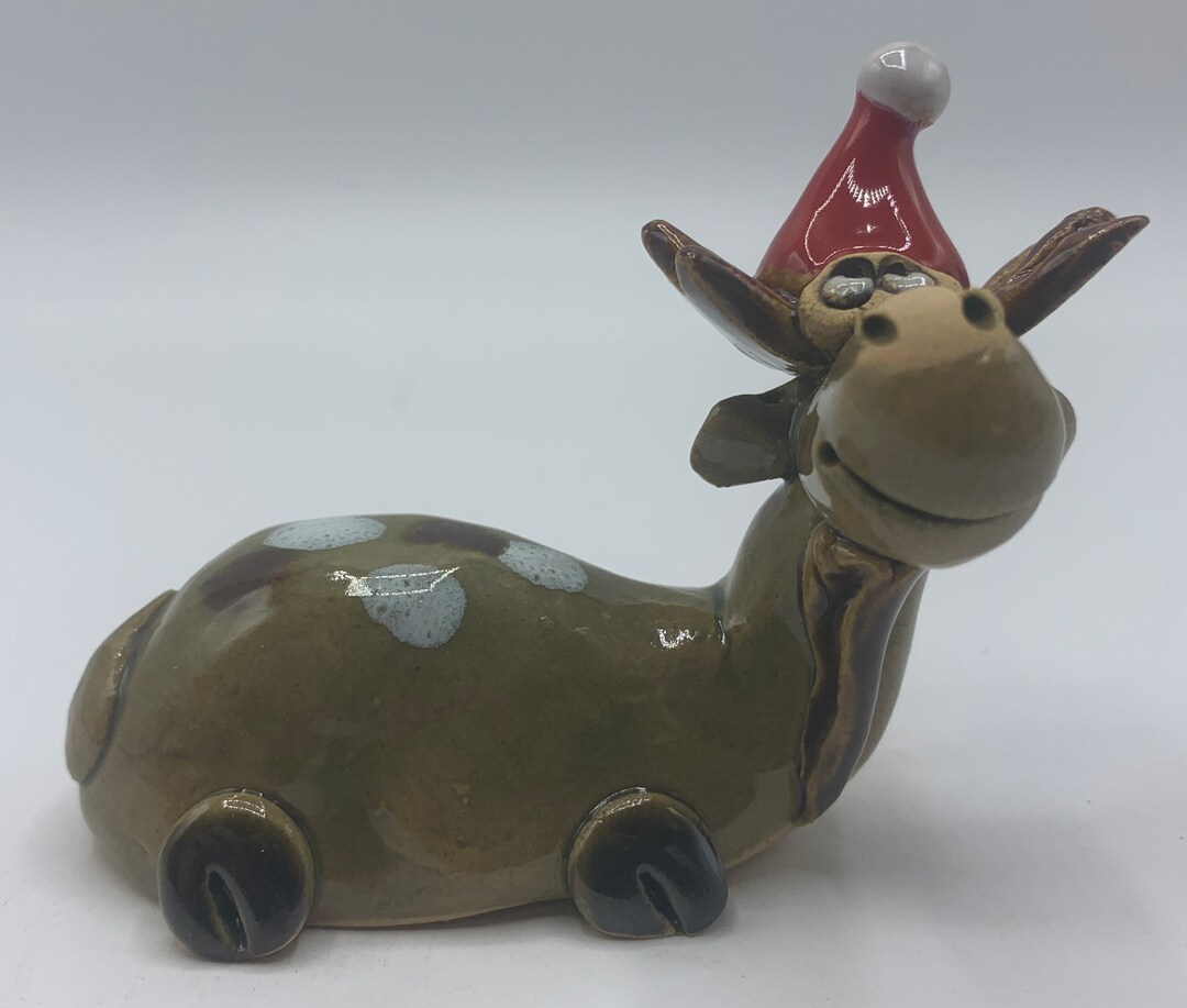 Ceramic Elk Hand-potted Lying Brown - Etsy