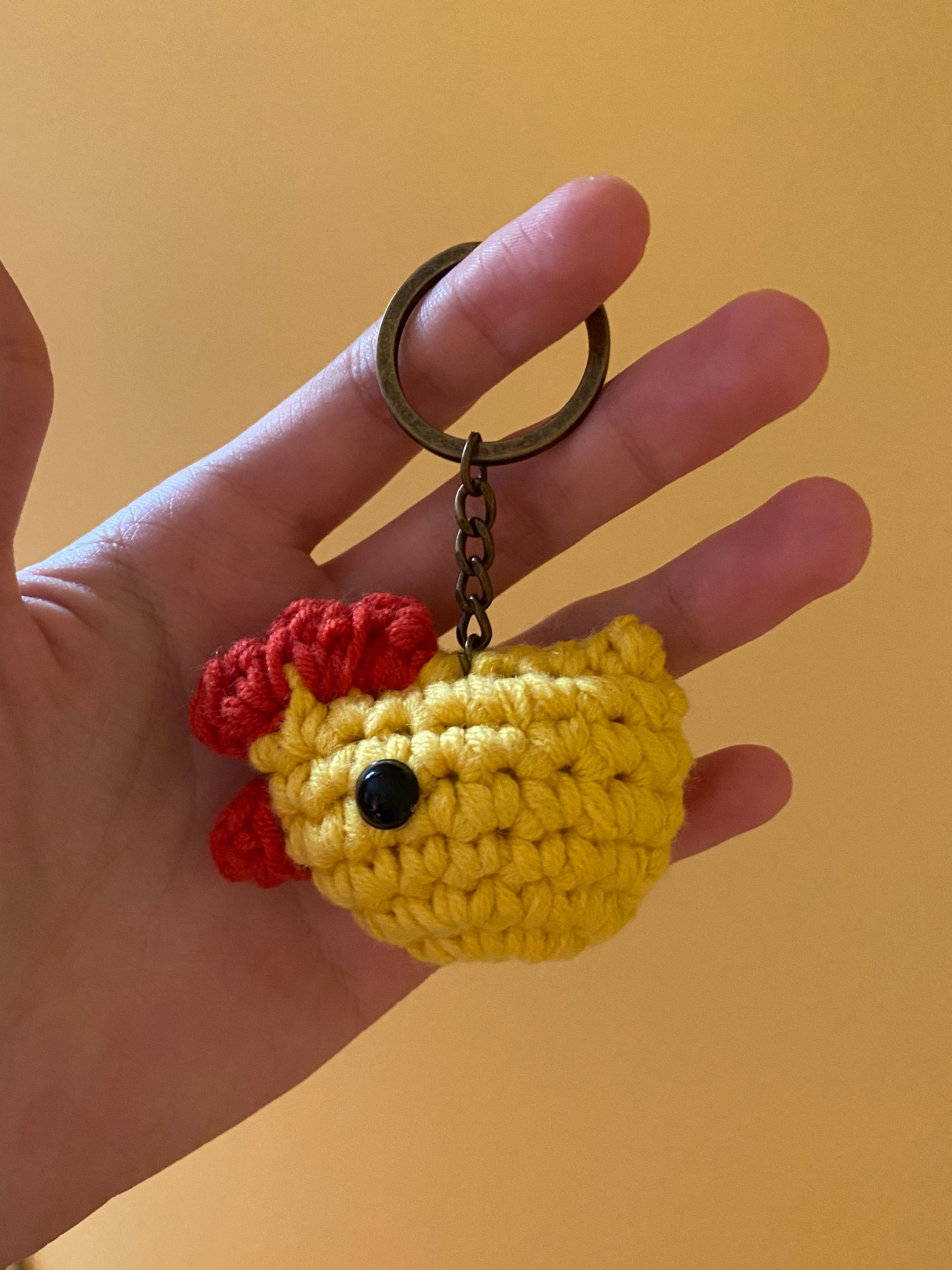 Handmade crochet adorable cartoon chicken keychain | Etsy