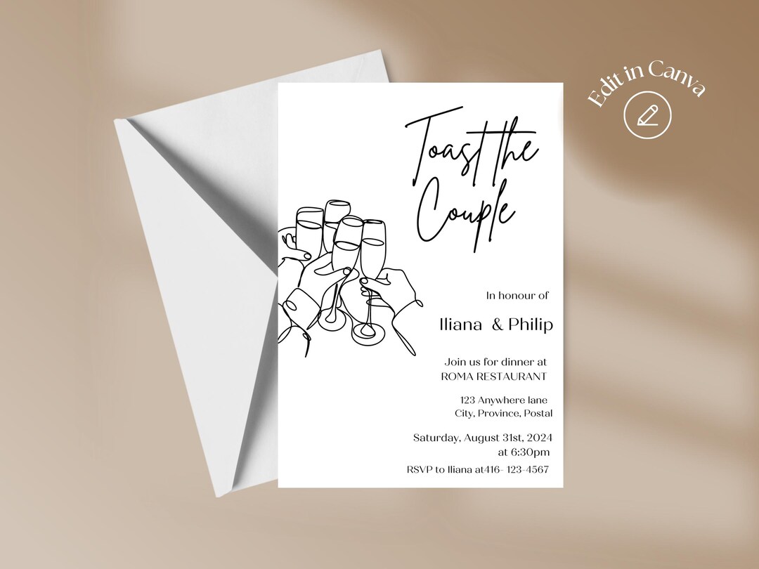 Toast the Couple Engagement Invitations| Customizable Elegant ...