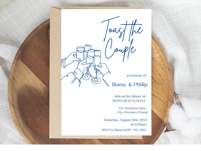Toast the Couple Engagement Invitations| Customizable Elegant ...