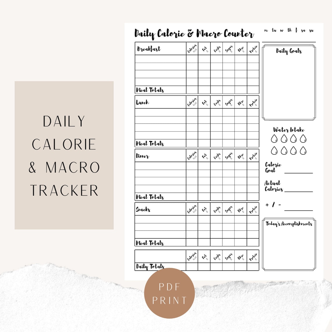 Calorie Counter Macro Tracker Nutrition Calculator | Etsy