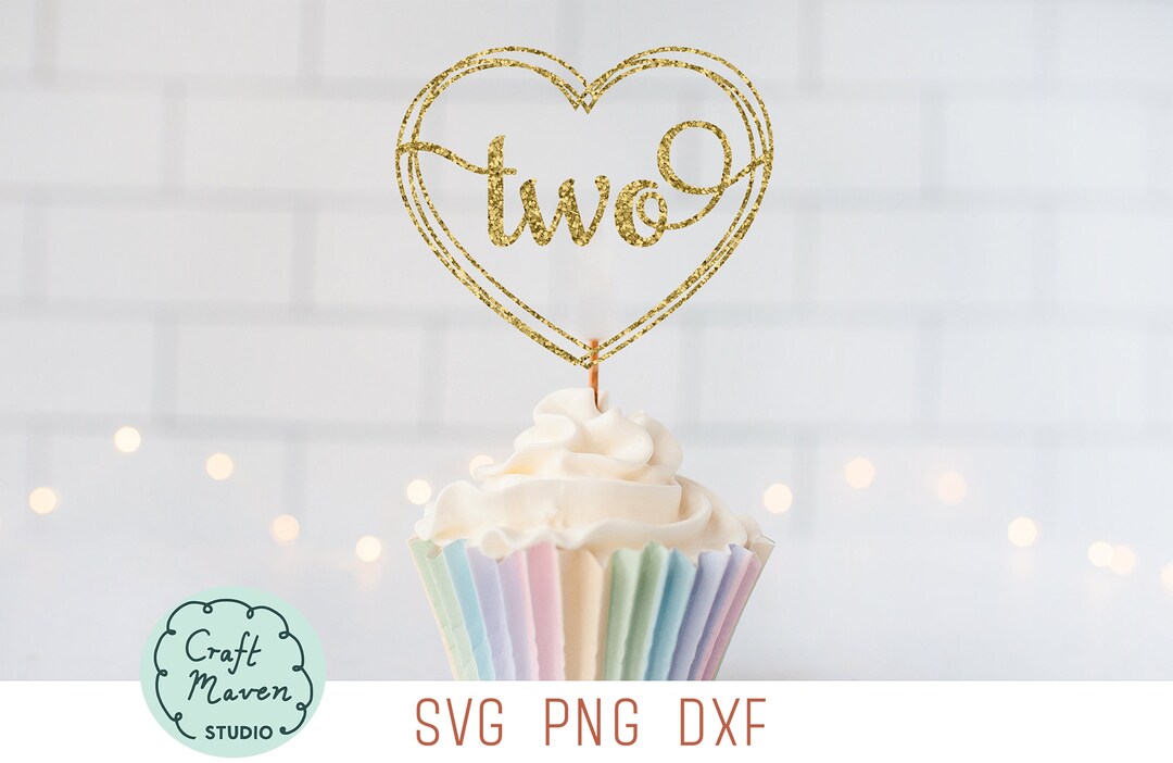 Two Cupcake Topper Svg, Two Cake Topper Svg, Second Birthday Cupcake ...