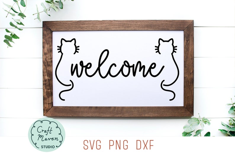 Welcome Sign for Cat Lovers Svg Cat Welcome Sign Svg Front - Etsy