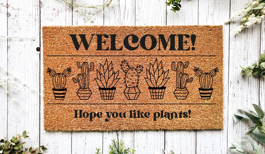 Plant Welcome Mat SVG, Door Mat SVG, Hope You Like Plants SVG, Plant ...