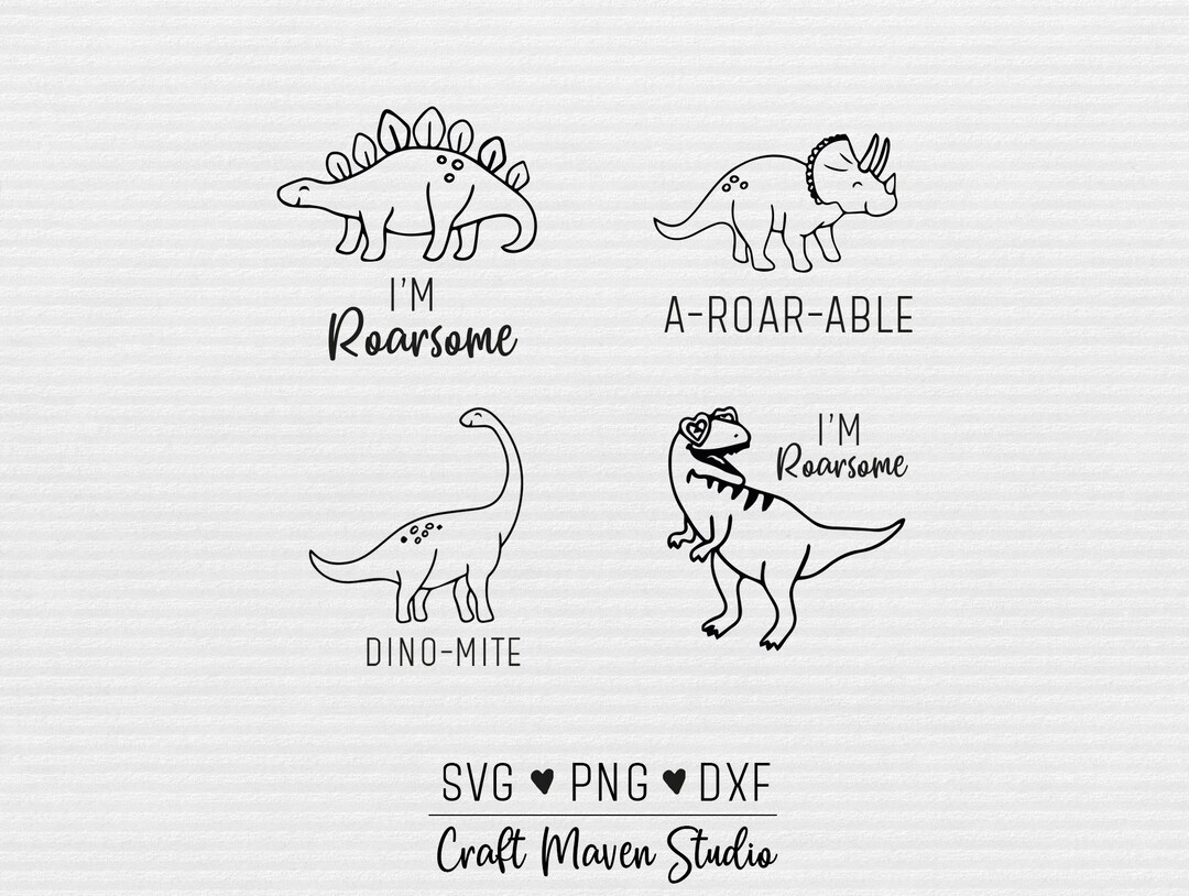 Dinosaur SVG Bundle, Cute Dino SVG, Dinosaur Clip Art, Aroarable ...
