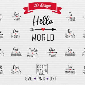 Baby Milestone SVG, Hello World SVG, Baby Announcement SVG, Baby ...