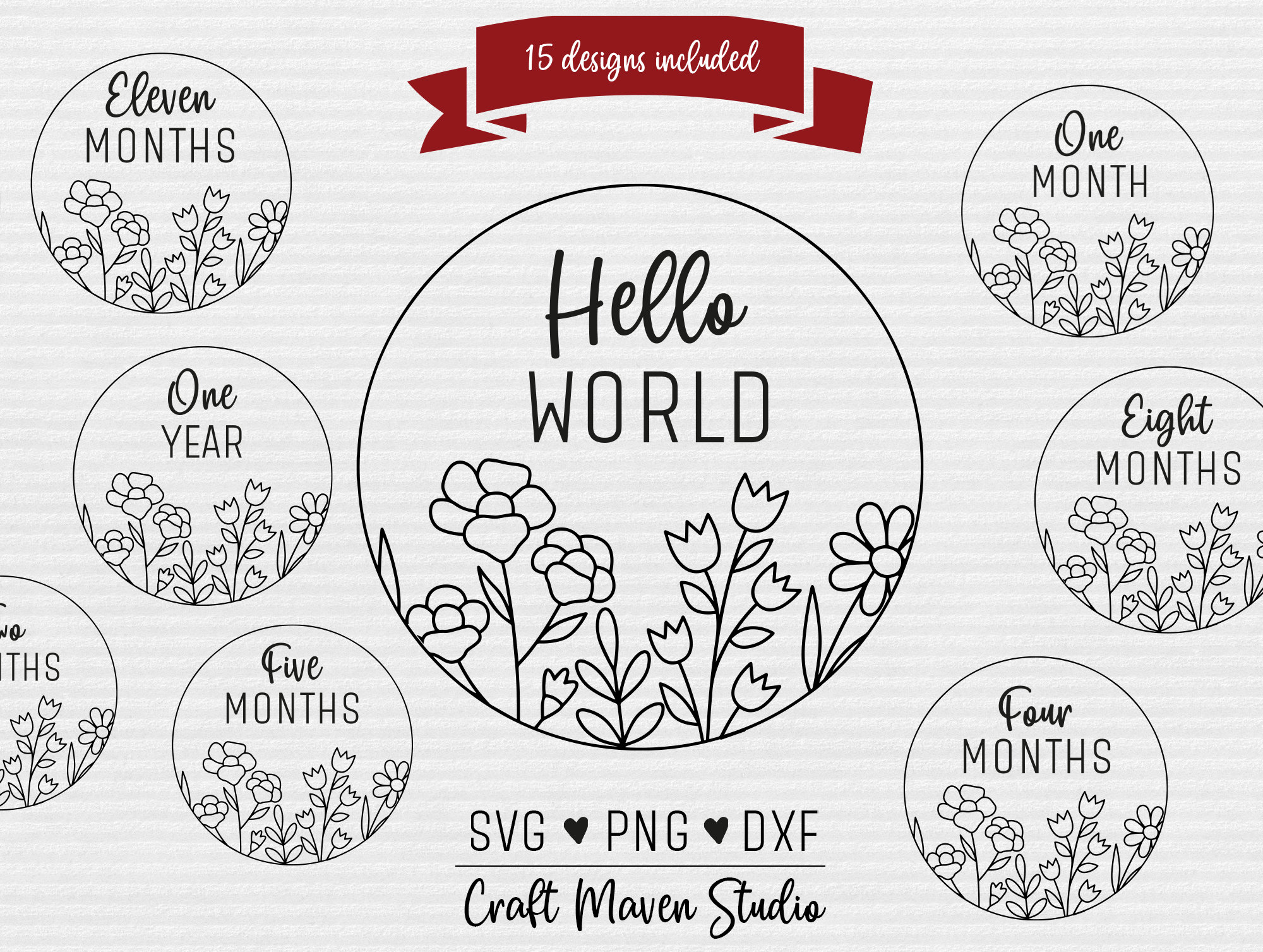 Floral Rounds Svg Welcome Baby Sign SVG Hello World SVG | Etsy