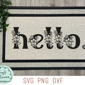 Hello Floral Design, Welcome Mat SVG, Hello SVG, Modern Welcome Mat ...