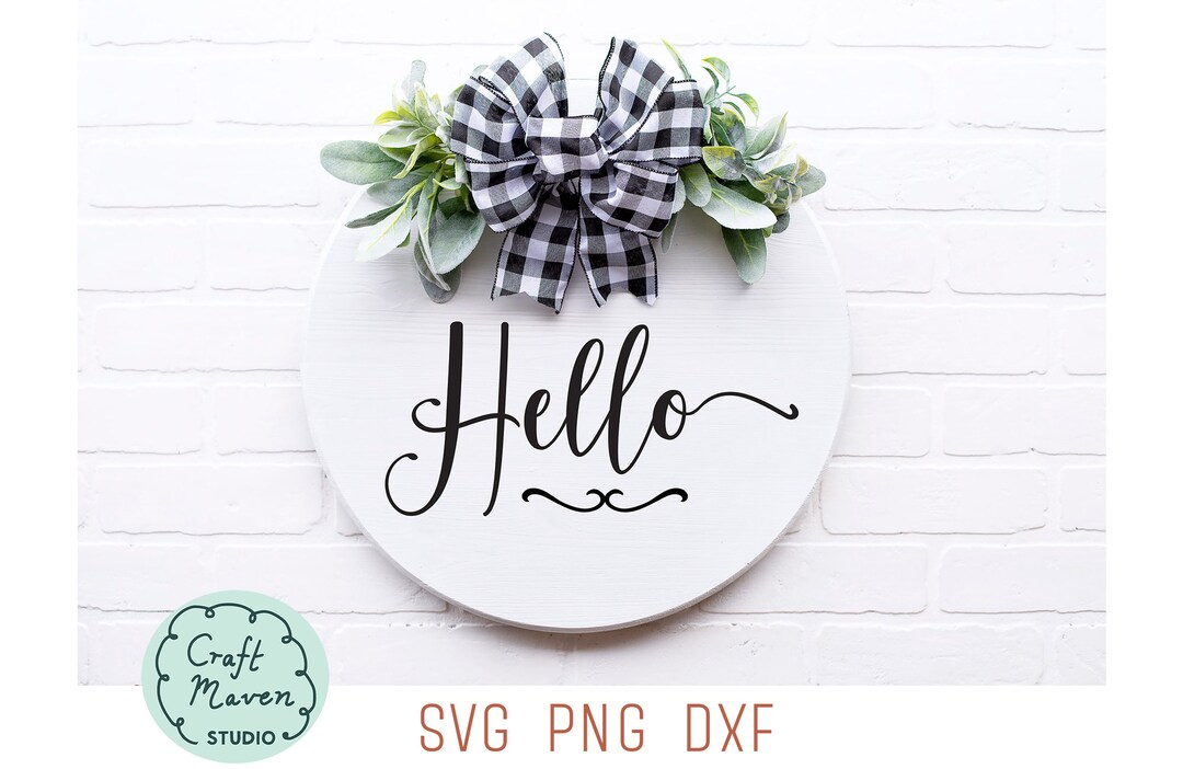 Hello Svg, Round Welcome Sign Svg, Calligraphy Style Svg, Porch Sign ...