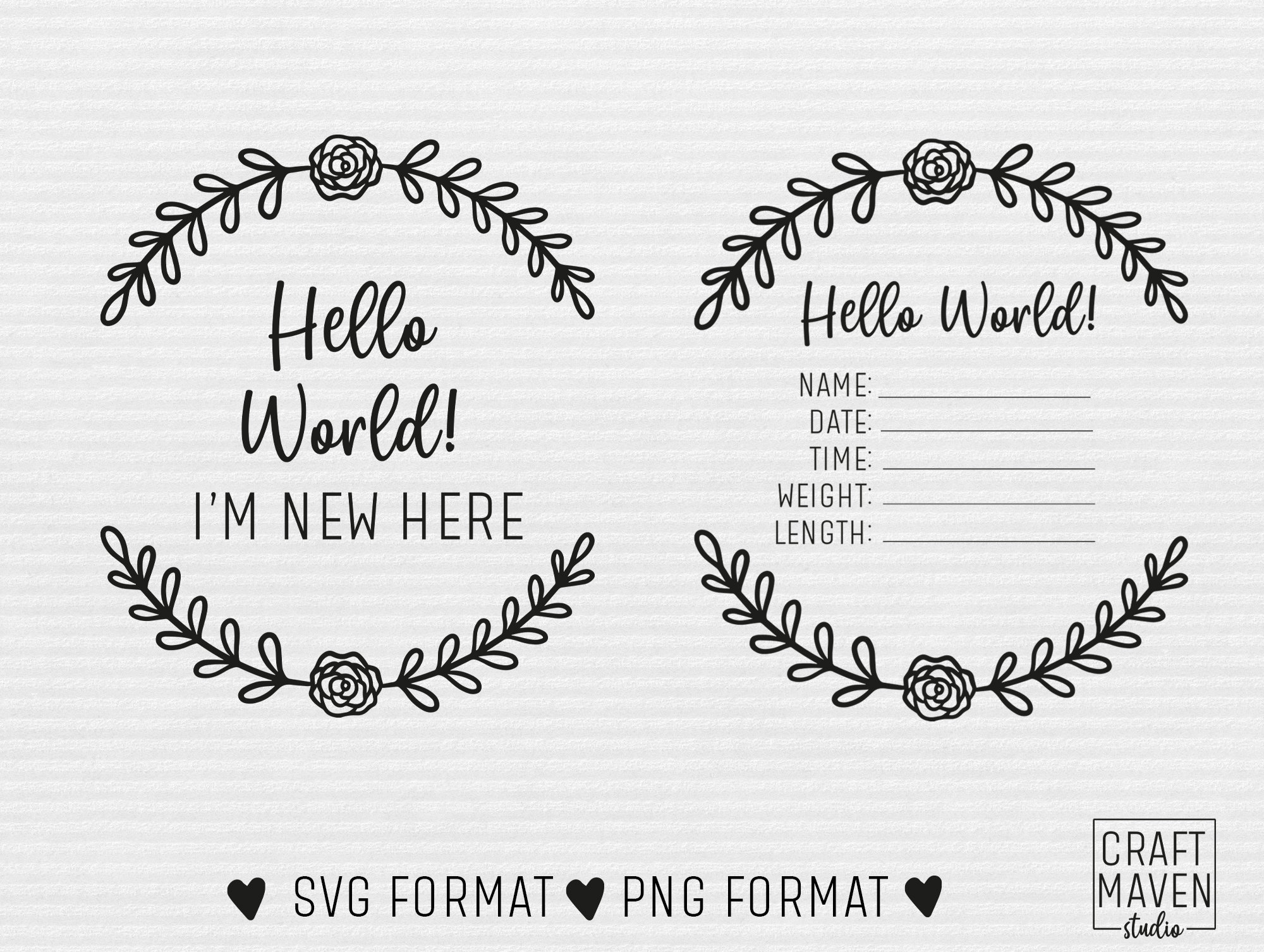 Baby Announcement Sign SVG Hello World SVG Newborn Boy Birth - Etsy