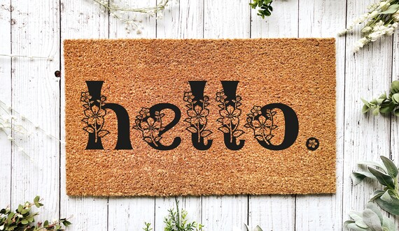Hello Floral Design Welcome Mat SVG Hello SVG Modern - Etsy