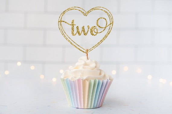 Two Cupcake Topper Svg Two Cake Topper Svg Second Birthday - Etsy