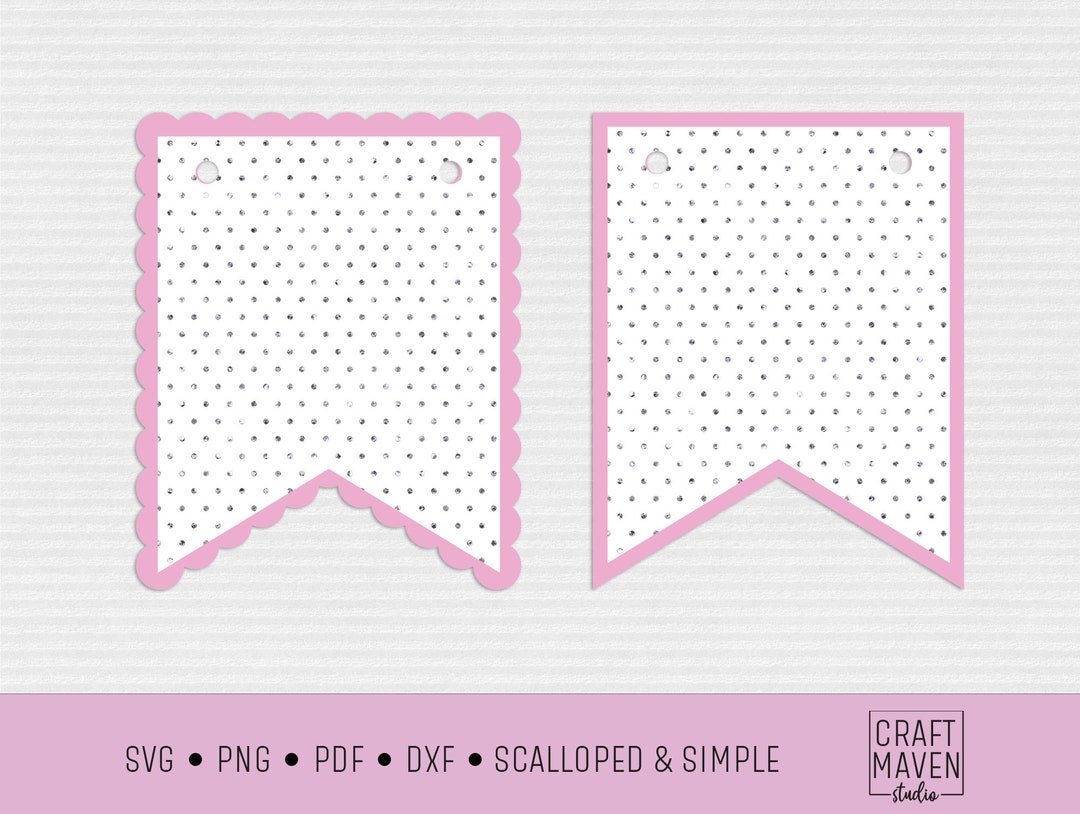 Pennant Shape Svg, Svg Pennant Flag, Bunting Template, Scalloped ...