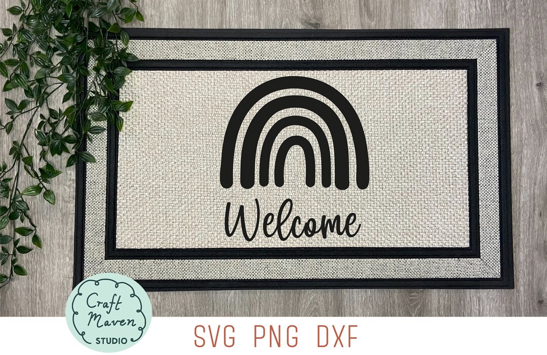 Welcome Mat SVG Boho Welcome Mat Rainbow Welcome Mat Simple - Etsy