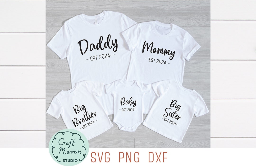 Baby Est 2024 SVG, Family Tshirt SVG Bundle, Family Birth Announcement ...