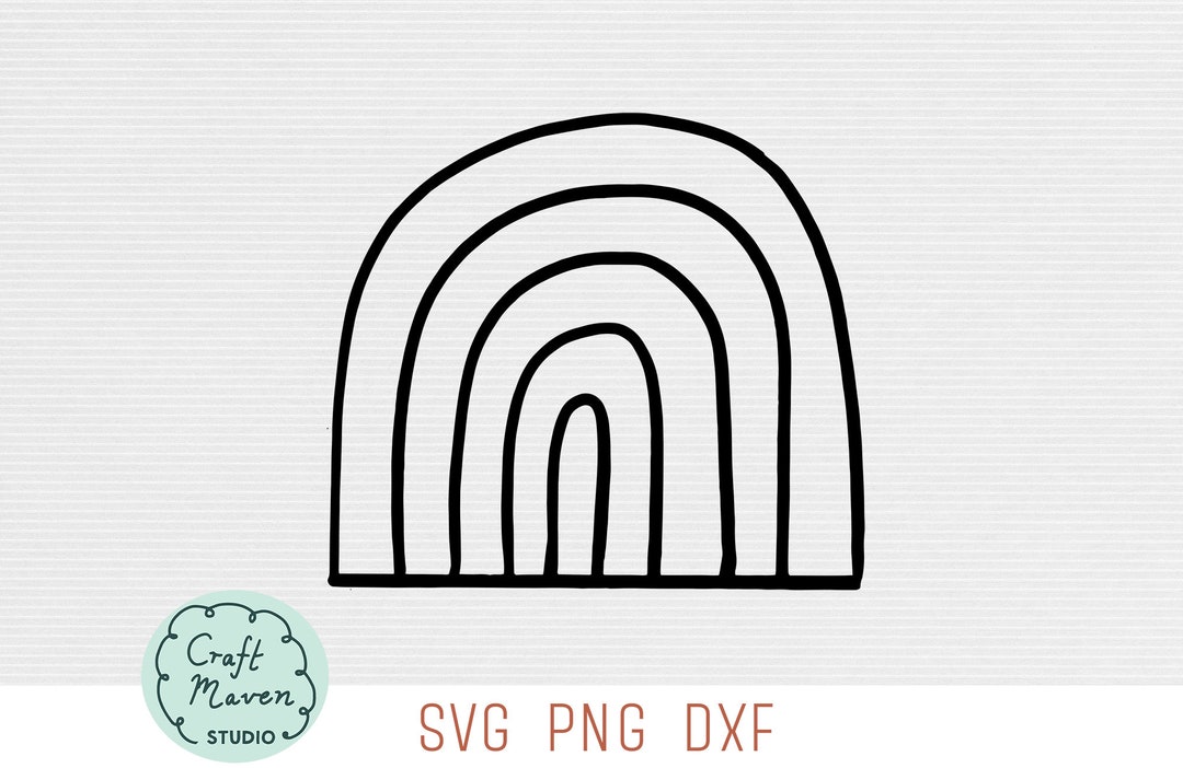 Hand Drawn Rainbow Svg, Black and White Rainbow Svg, Boho Rainbow Svg ...