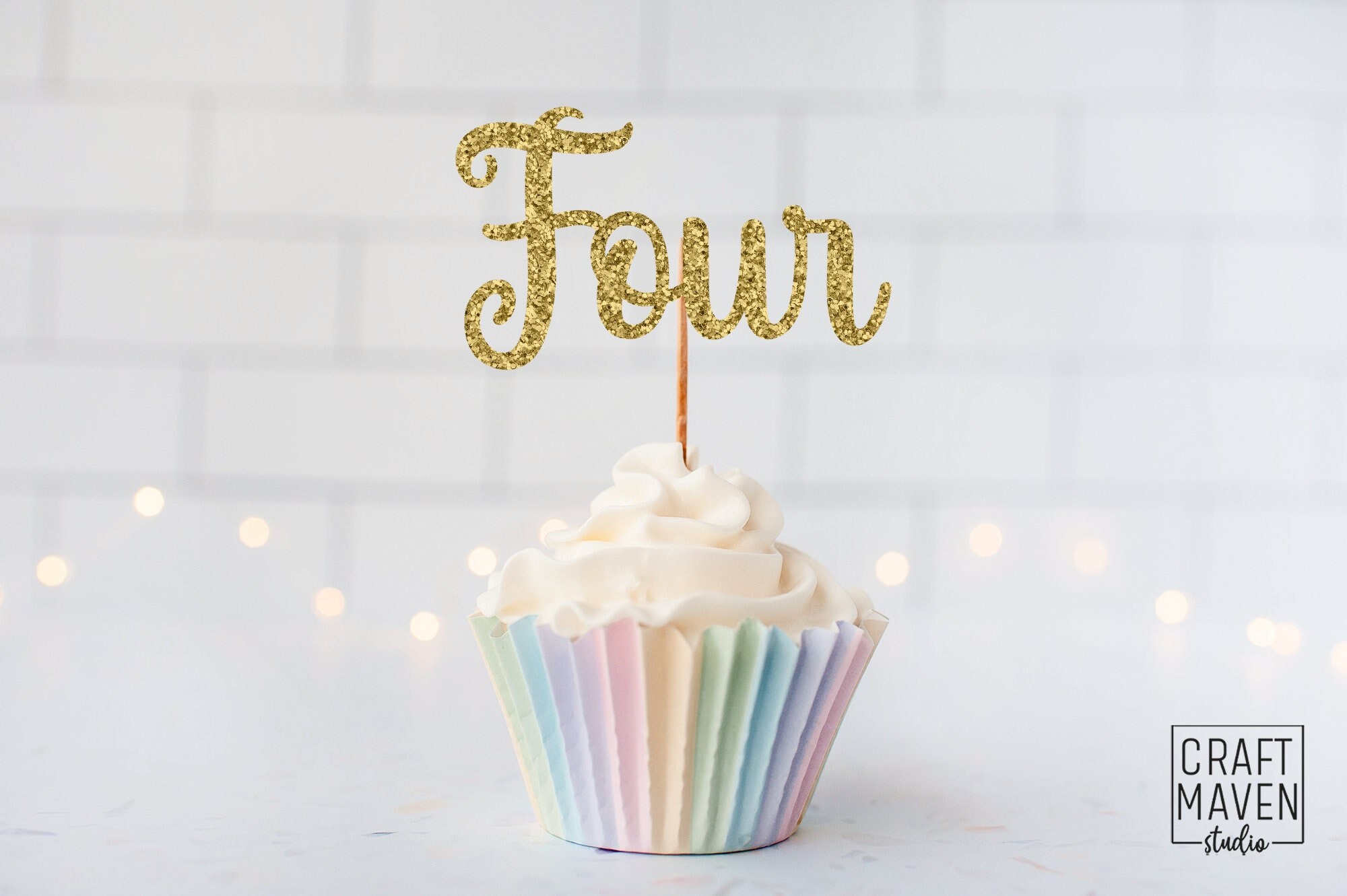 Fourth Birthday Cake Topper SVG Four Cake Topper SVG Happy | Etsy