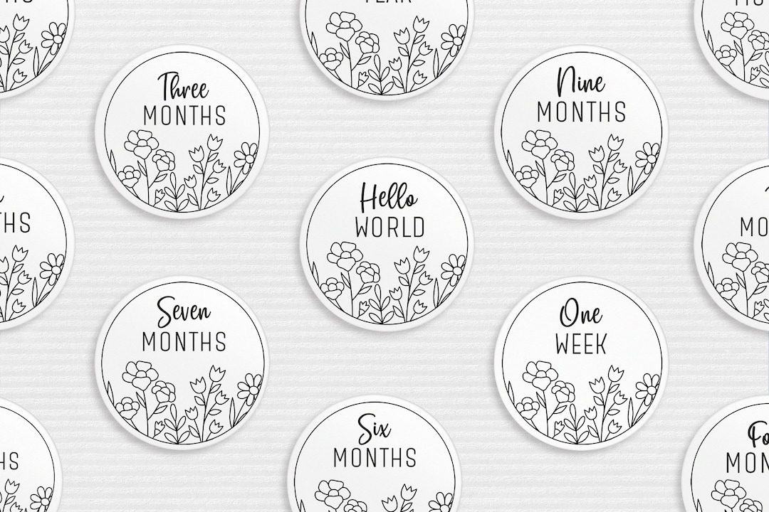 Floral Rounds Svg, Welcome Baby Sign SVG, Hello World SVG, Monthly ...