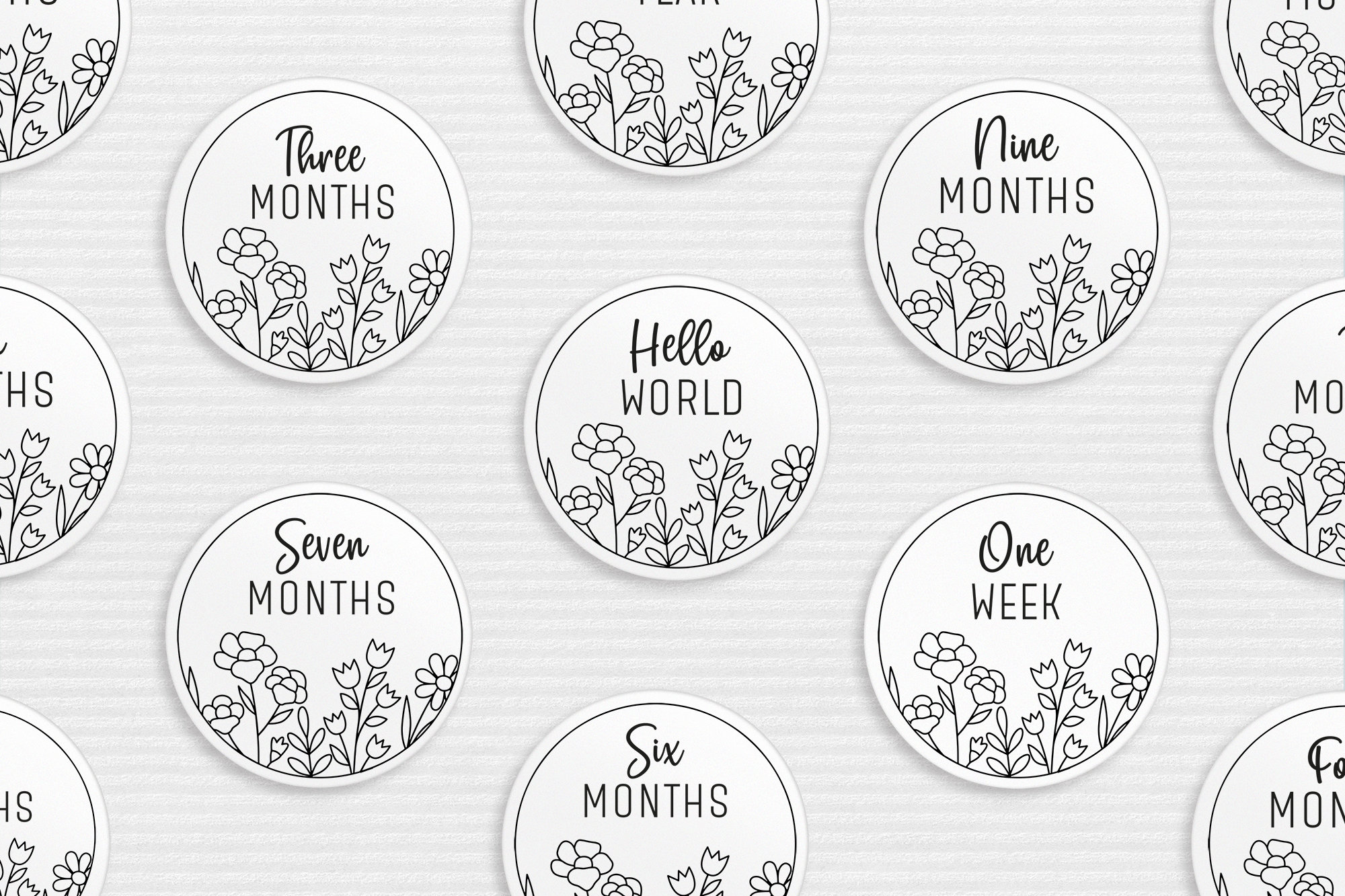 Floral Rounds Svg Welcome Baby Sign SVG Hello World SVG | Etsy