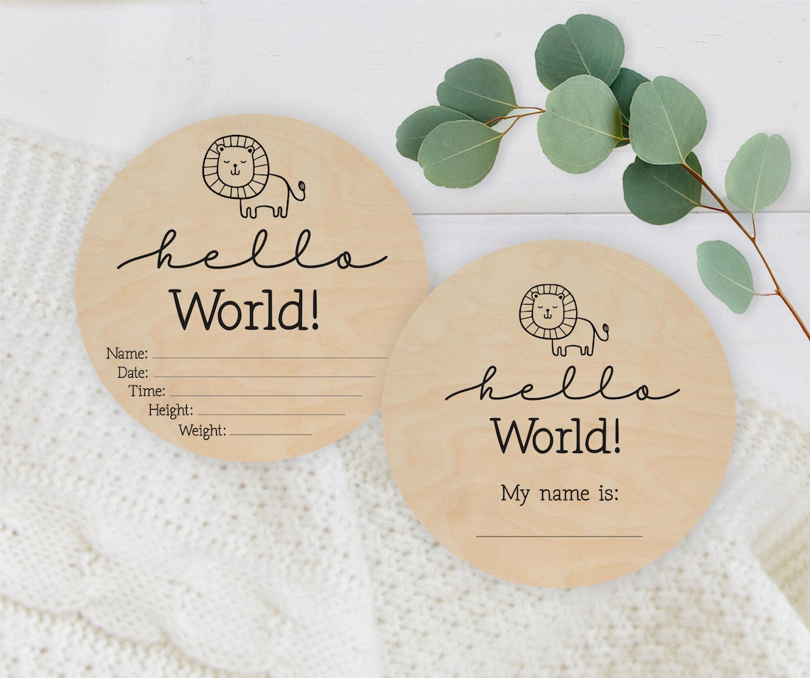 Hello World Svg, Round Baby Announcement Svg, Newborn Announcement Sign ...