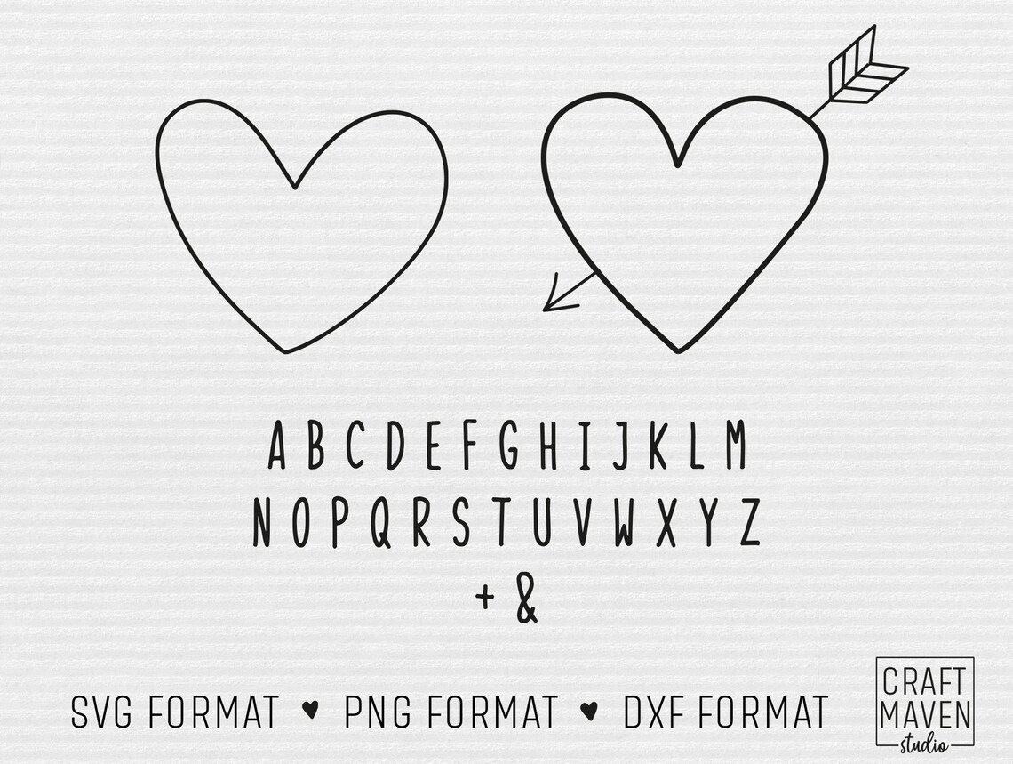 Initials SVG Heart Initial SVG SVG for Couples - Etsy