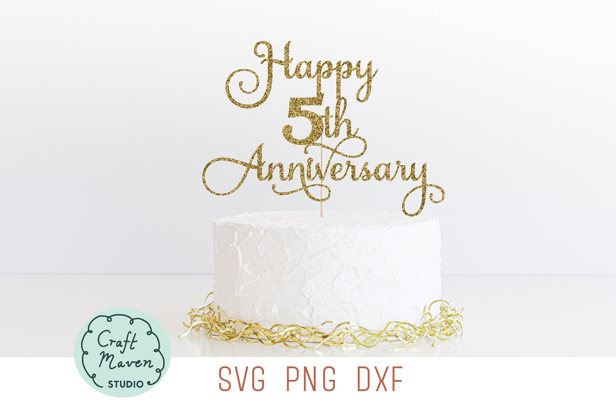 Joyeux 5e anniversaire de gâteau Svg, cinq ans de mariage Svg, mariage ...