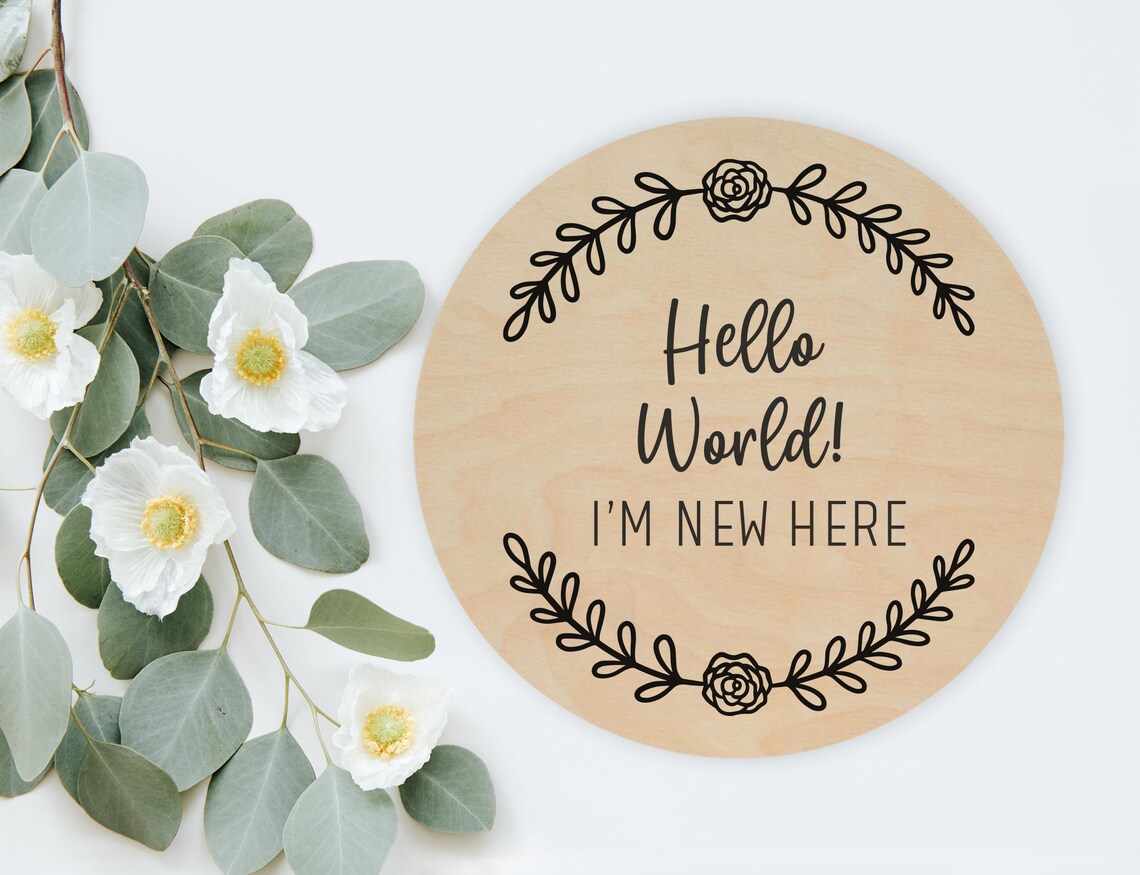 Baby Announcement Sign SVG Hello World SVG Newborn Boy Birth - Etsy