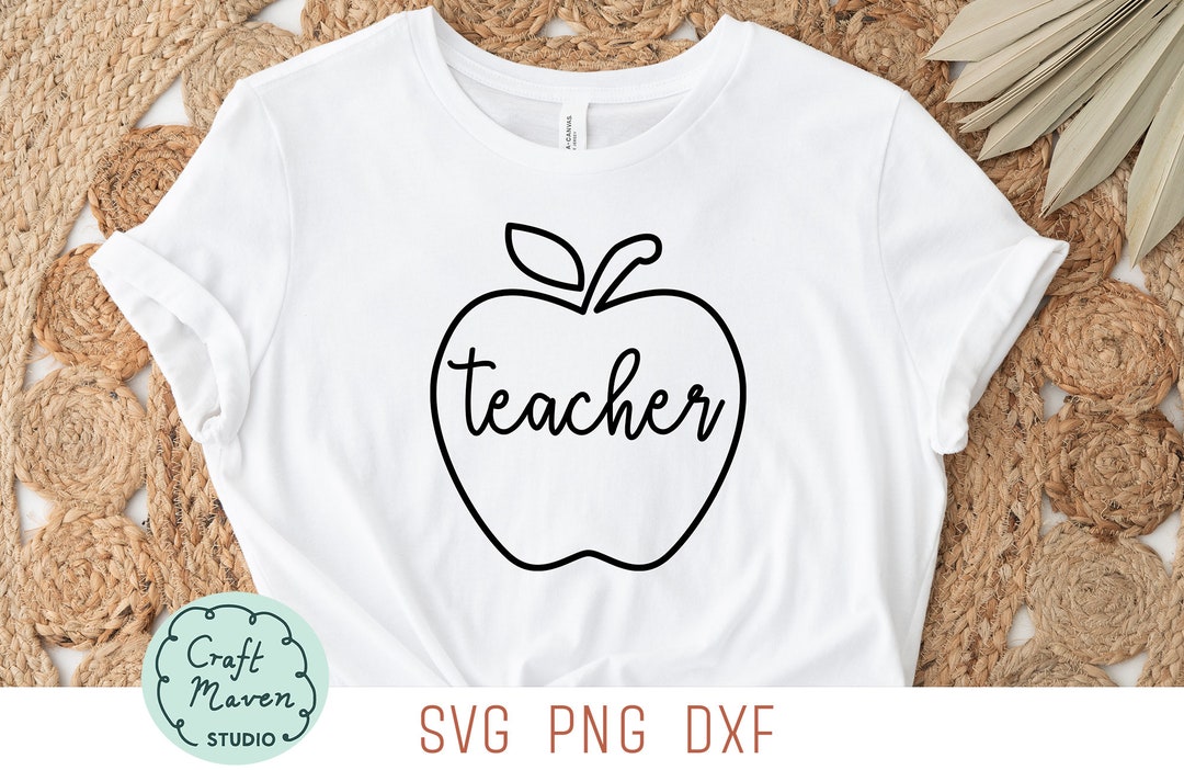 Teacher Apple Svg, Gift for Teacher Svg, Teacher Shirt Svg, Simple ...