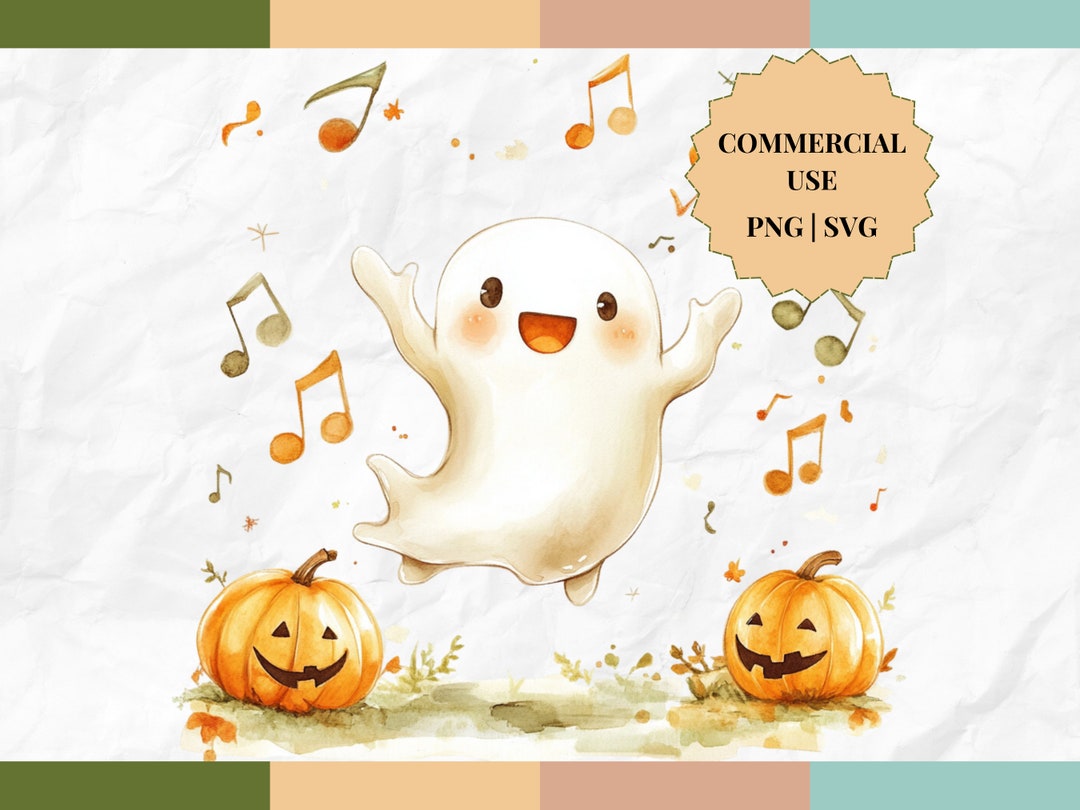 Cute Halloween Ghost Clipart Png Pumpkin Watercolor Clipart Png Ghost ...