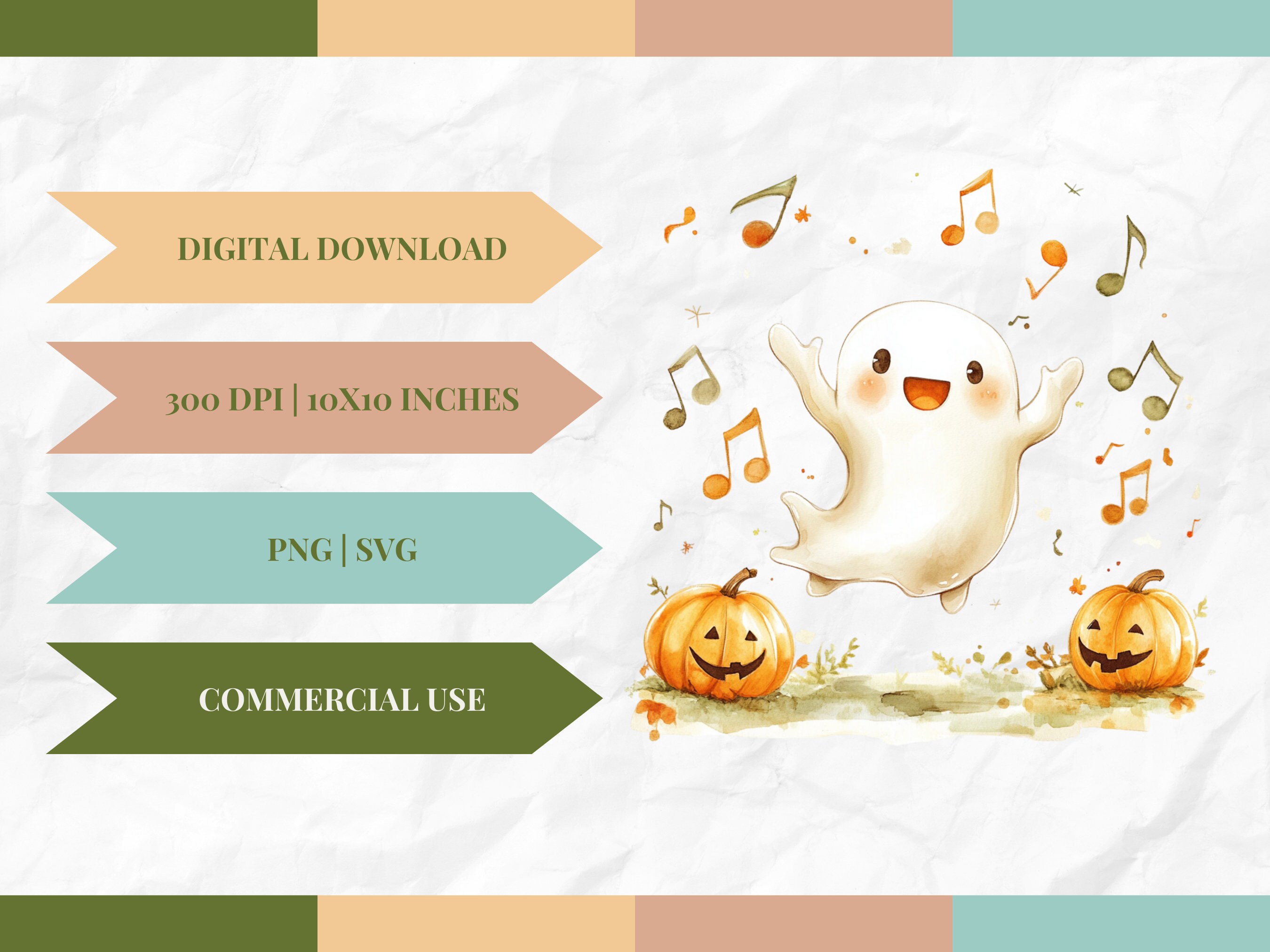 Cute Halloween Ghost Clipart Png Pumpkin Watercolor Clipart Png Ghost ...