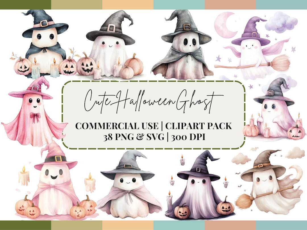 Cute Halloween Ghost Clipart Png Ghost Watercolor Clipart Halloween ...