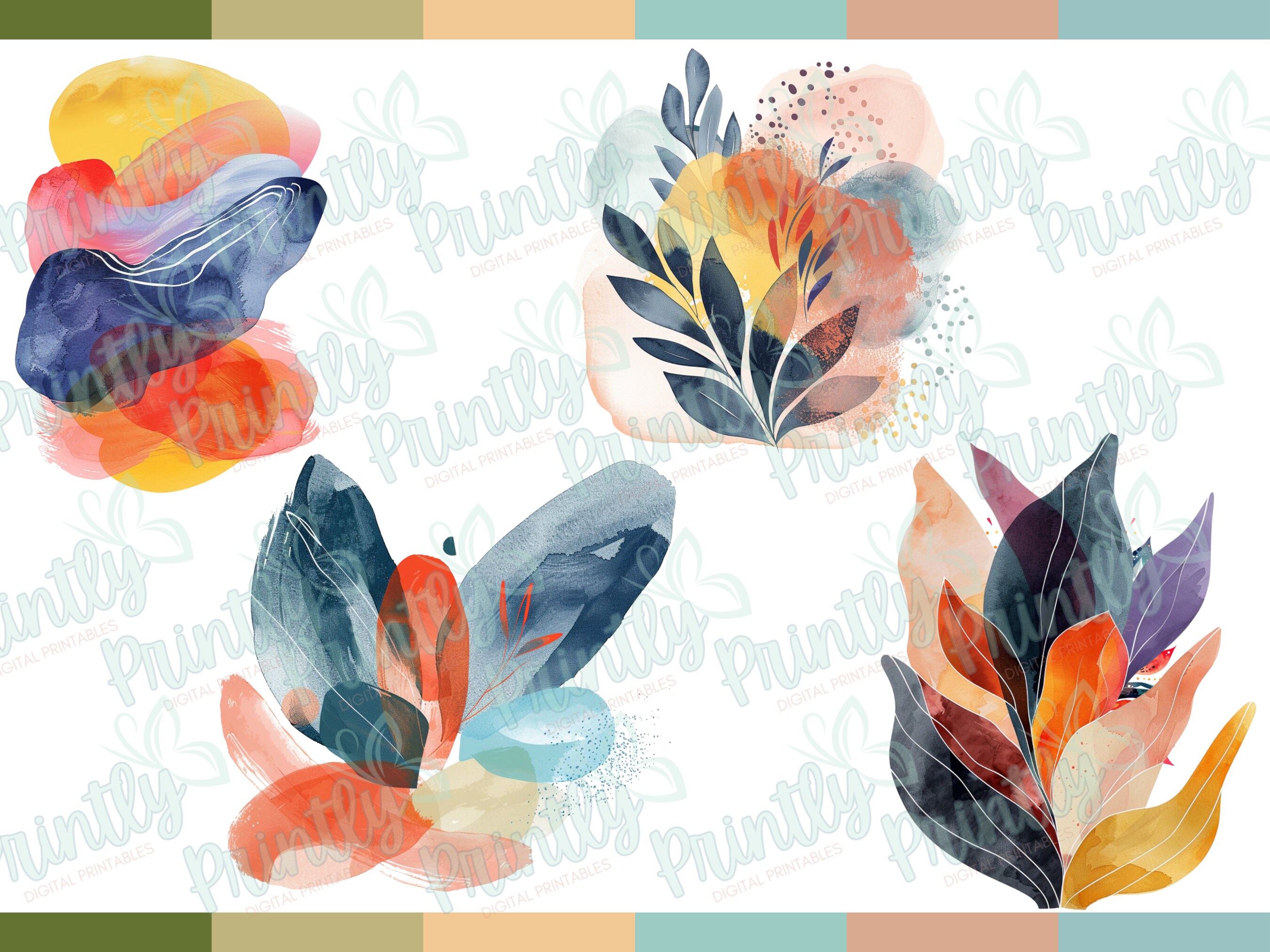 Abstract Shapes Clipart Png Watercolor Blobs Clipart Watercolor Png Svg ...