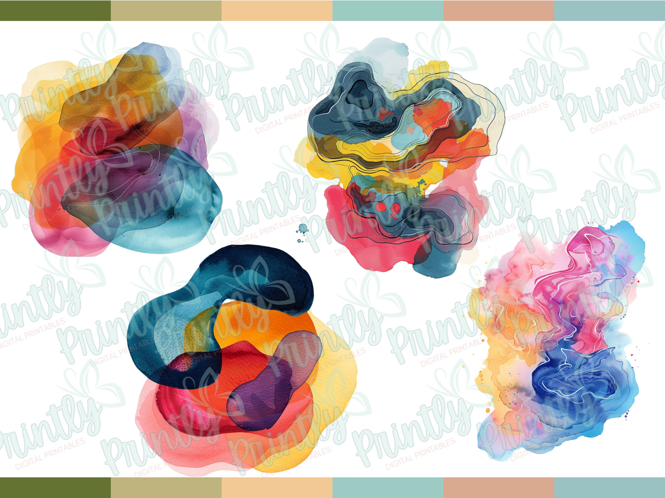 Abstract Shapes Clipart Png Watercolor Blobs Clipart Watercolor Png Svg ...