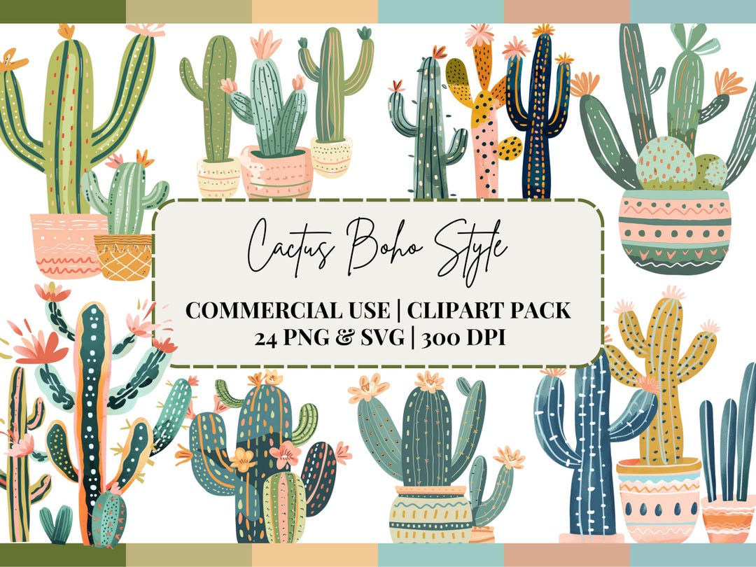 Boho Cactus Plant Plants Png Clipart Cute Plant Clipart Png Pot Plant ...