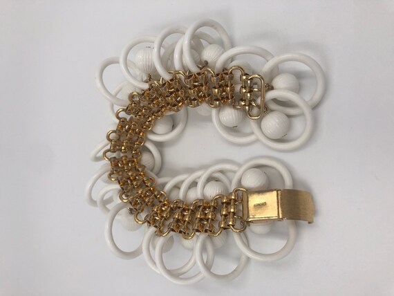 Vintage 60's White & Gold Napier Hoop-Loop and Ball B… - Gem