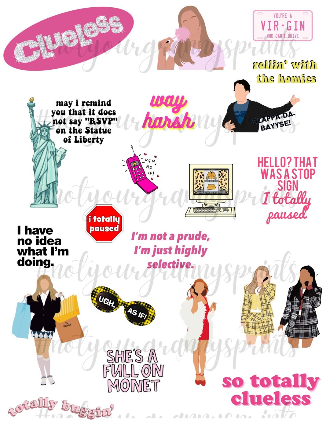 Clueless High Resolution Png Printed on Waterslide Paper - Etsy Canada