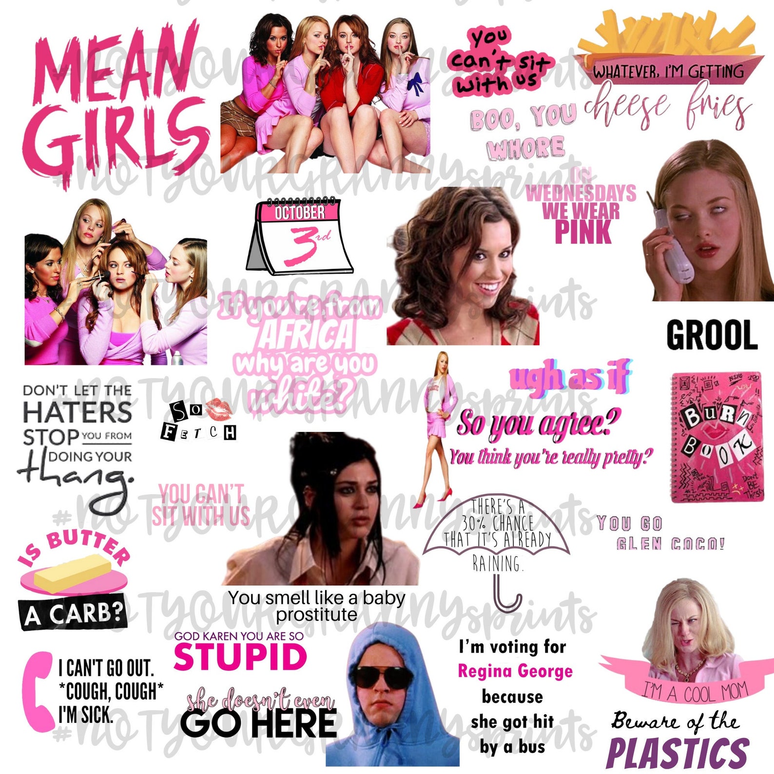 Mean Girls High Resolution Png Printed on Waterslide Paper - Etsy