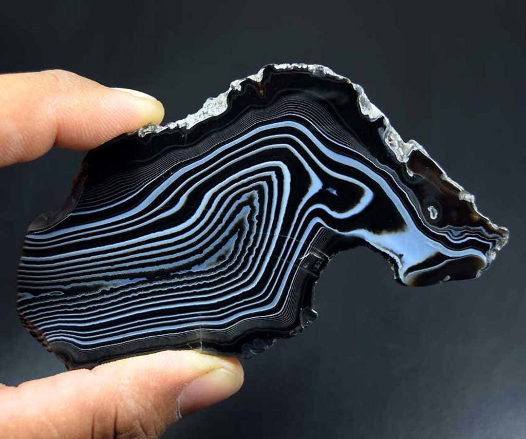Natural Black Botswana Agate Rough Slice, Both Side Polish, Art Decor ...