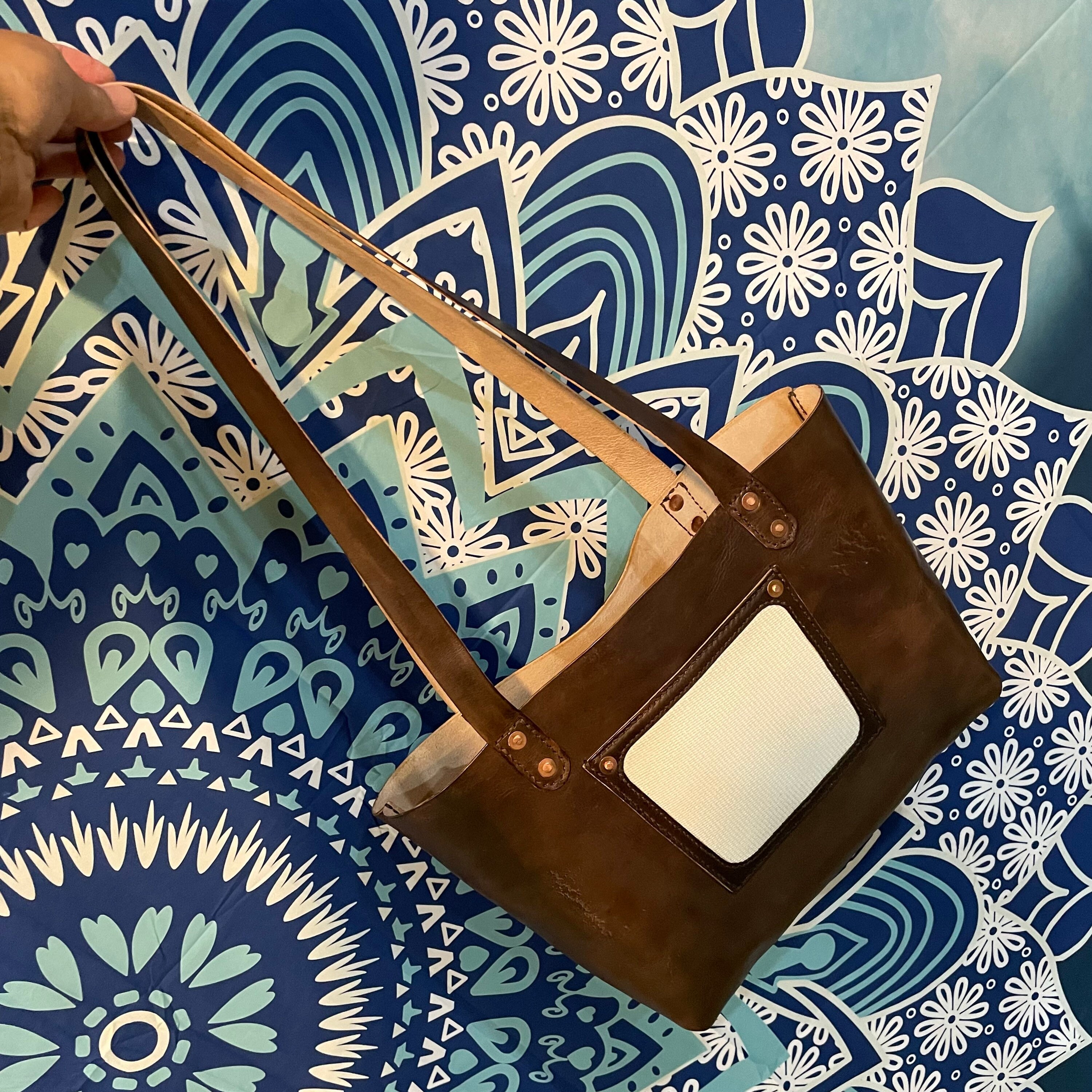 Leather Tote With Fire Hose Inlay Pocket - Etsy
