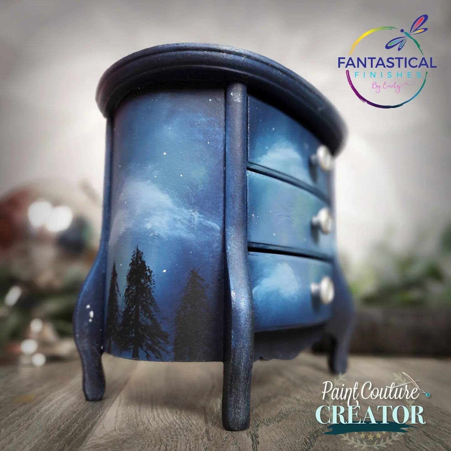 Night Sky Jewelry Music Box Hand Painted custom Jewelry Box Blue ...