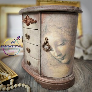 Davinci Jewelry Box | Hand Painted | Decoupage Box | Upcycled | Unique ...