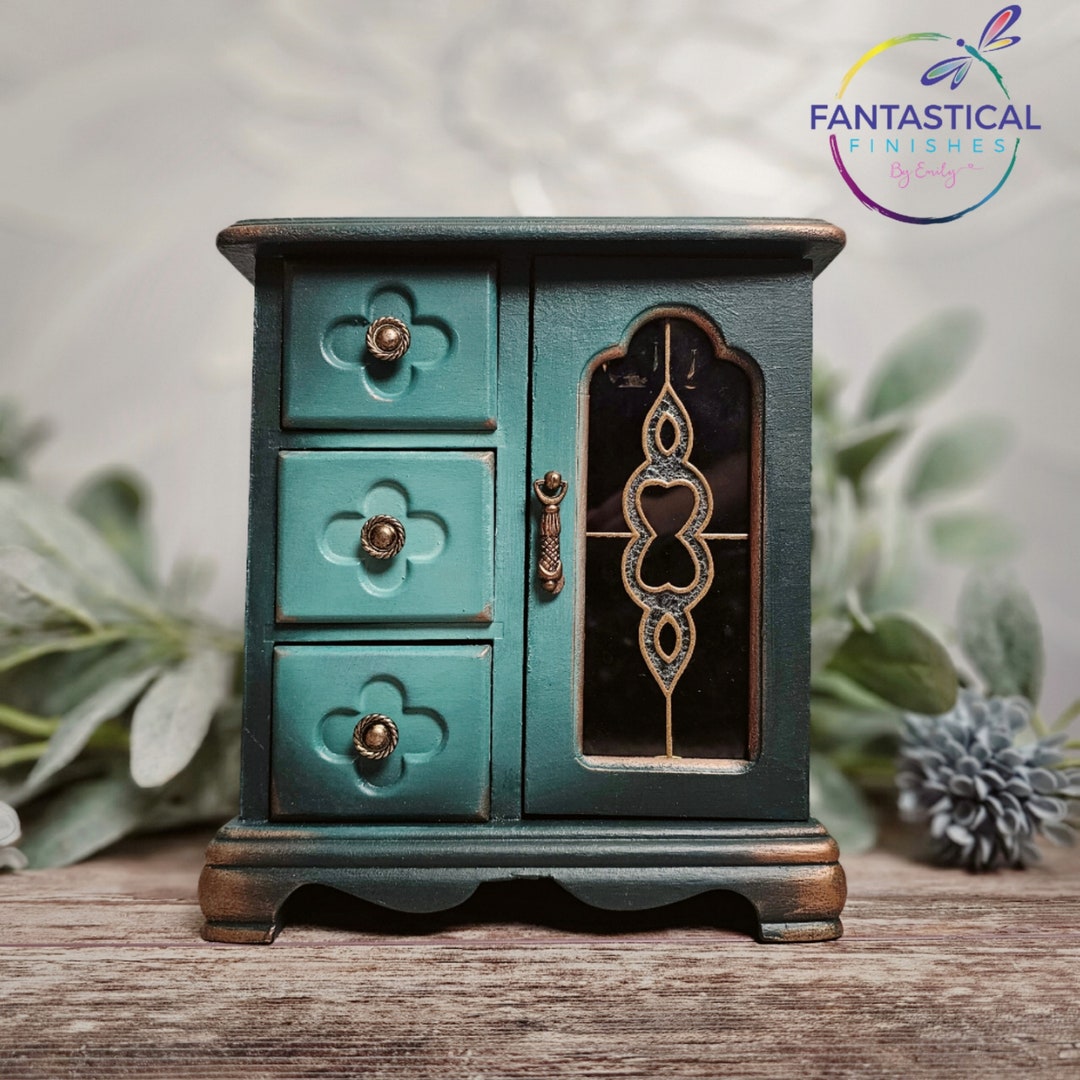Green Jewelry Box Moody Box Painted Jewelry Box Tabletop Box Hand ...