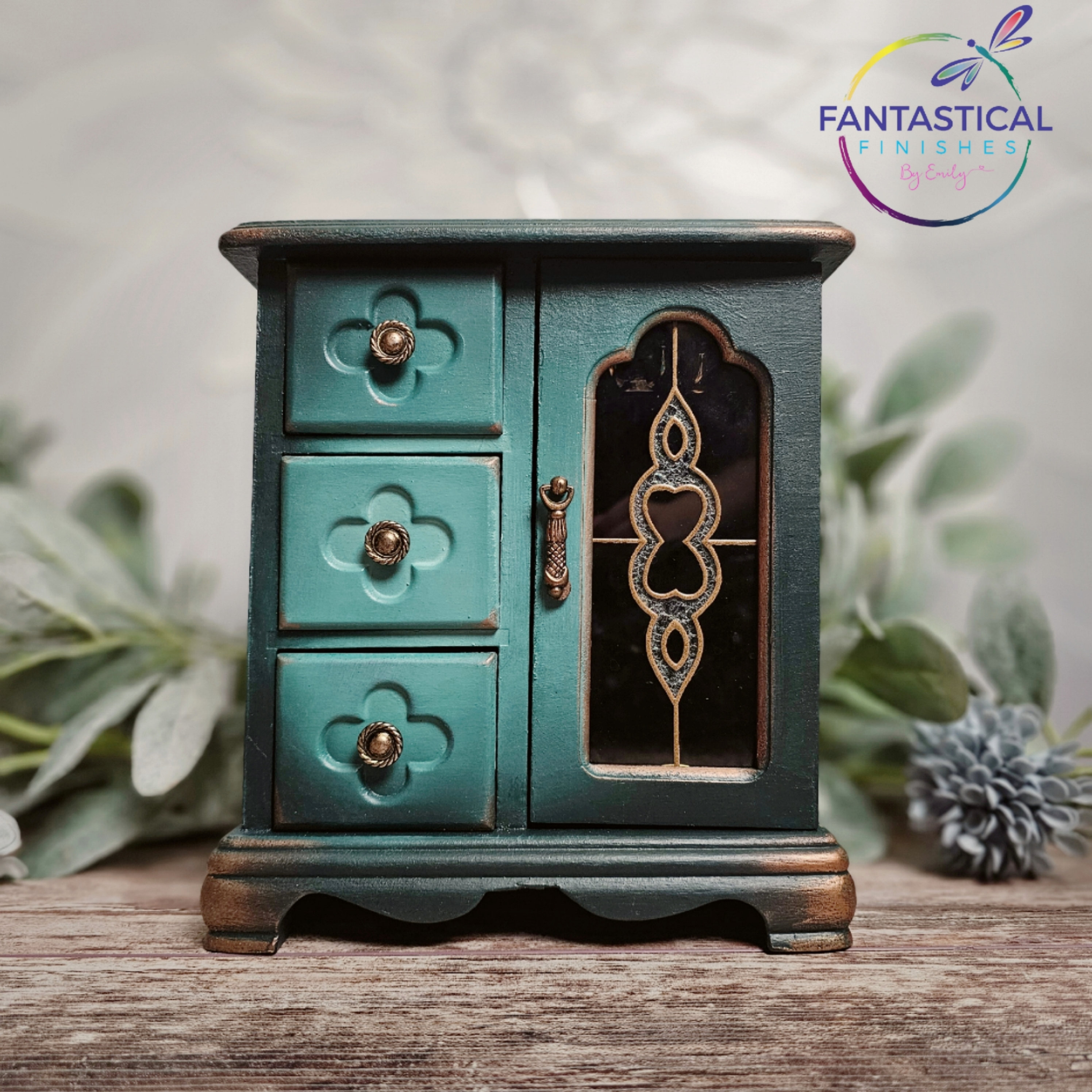 Green Jewelry Box Moody Box Painted Jewelry Box Tabletop Box Hand ...