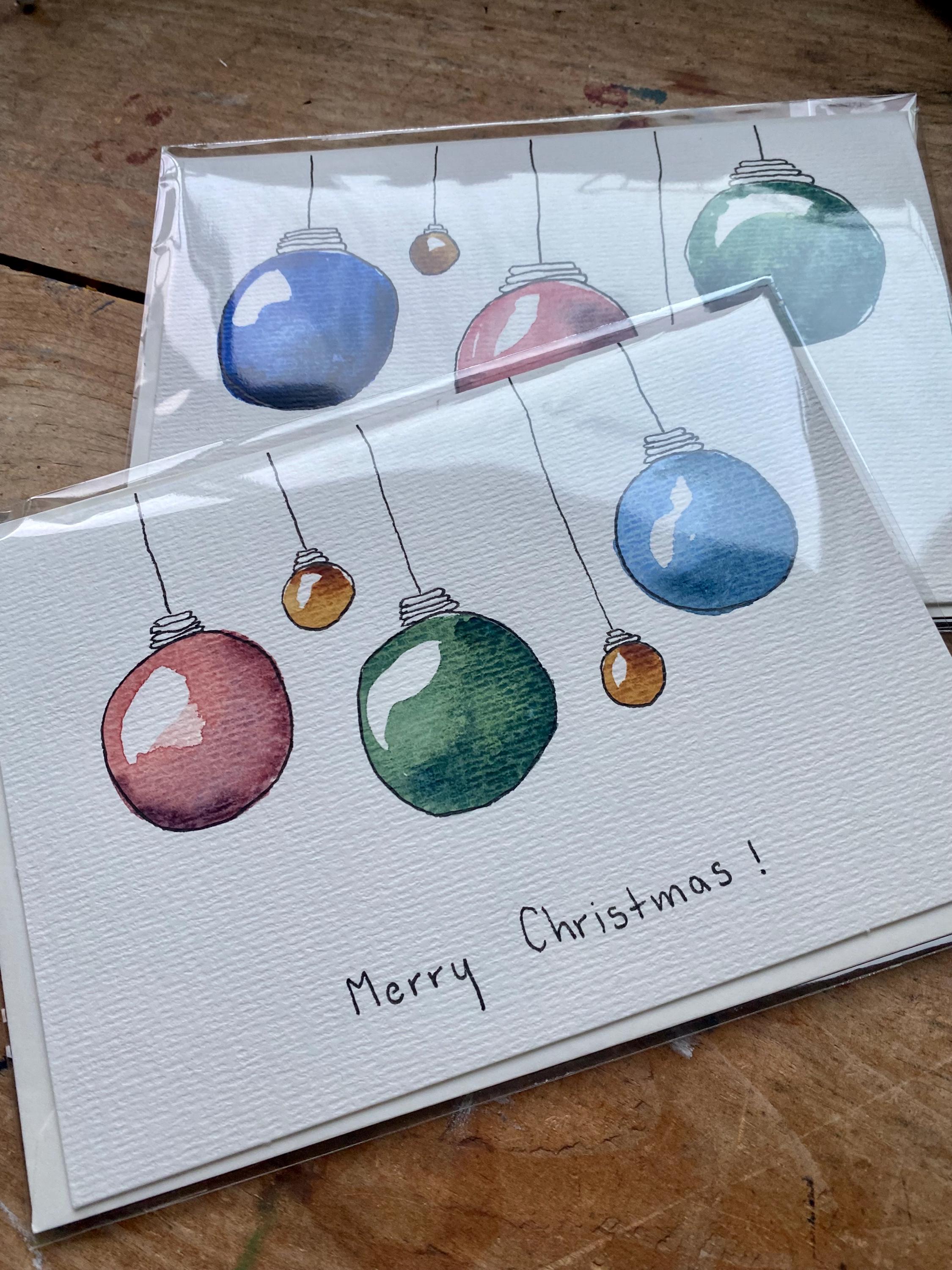 Hand Painted Christmas Card - Ornaments - Etsy