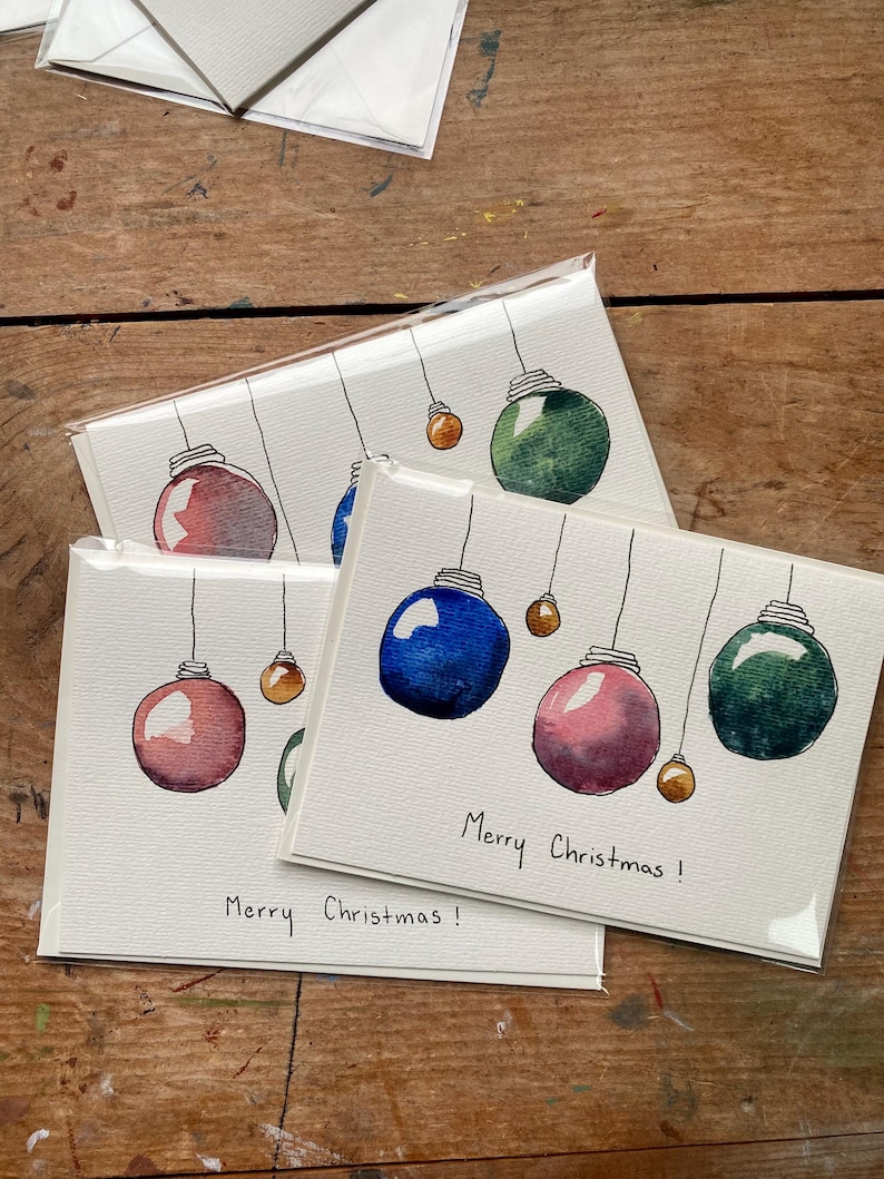 Hand Painted Christmas Card - Ornaments - Etsy